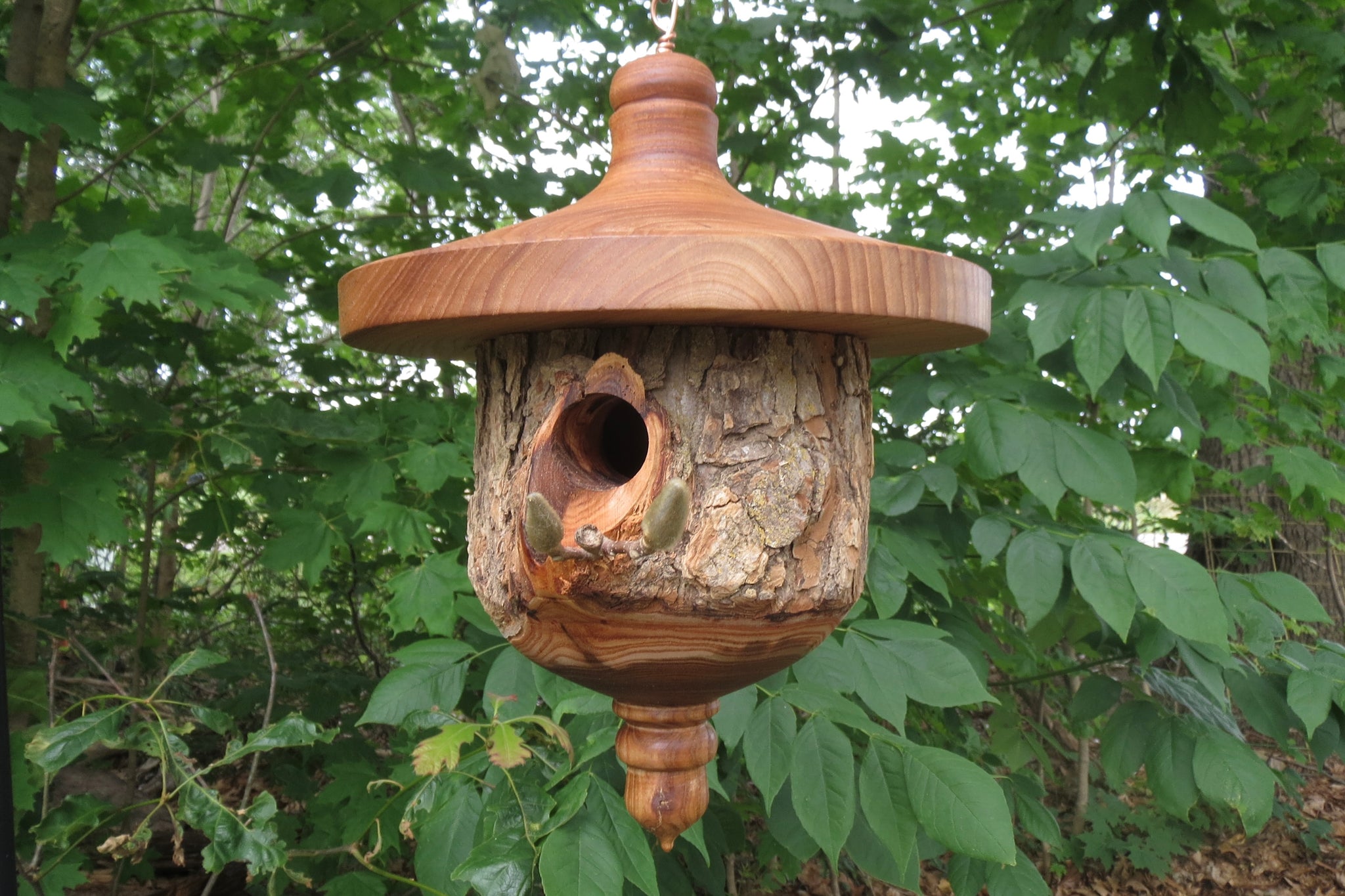 Birdhouse, Rustic Elm Bark Turned Usable Birdhouse – Schoolhouse Woodcrafts